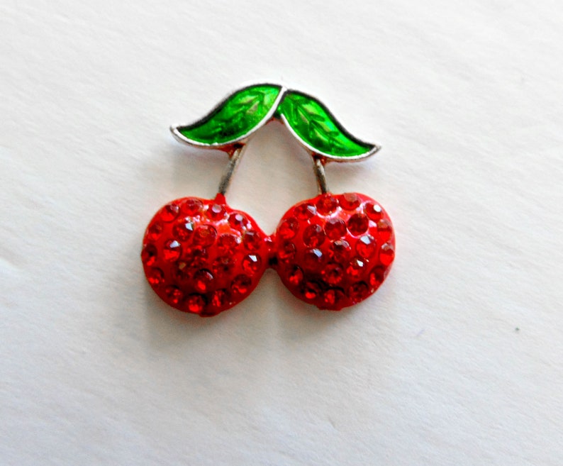 Cherry Rhinestone Cherry Charms Fruit Flatback Metal - Etsy