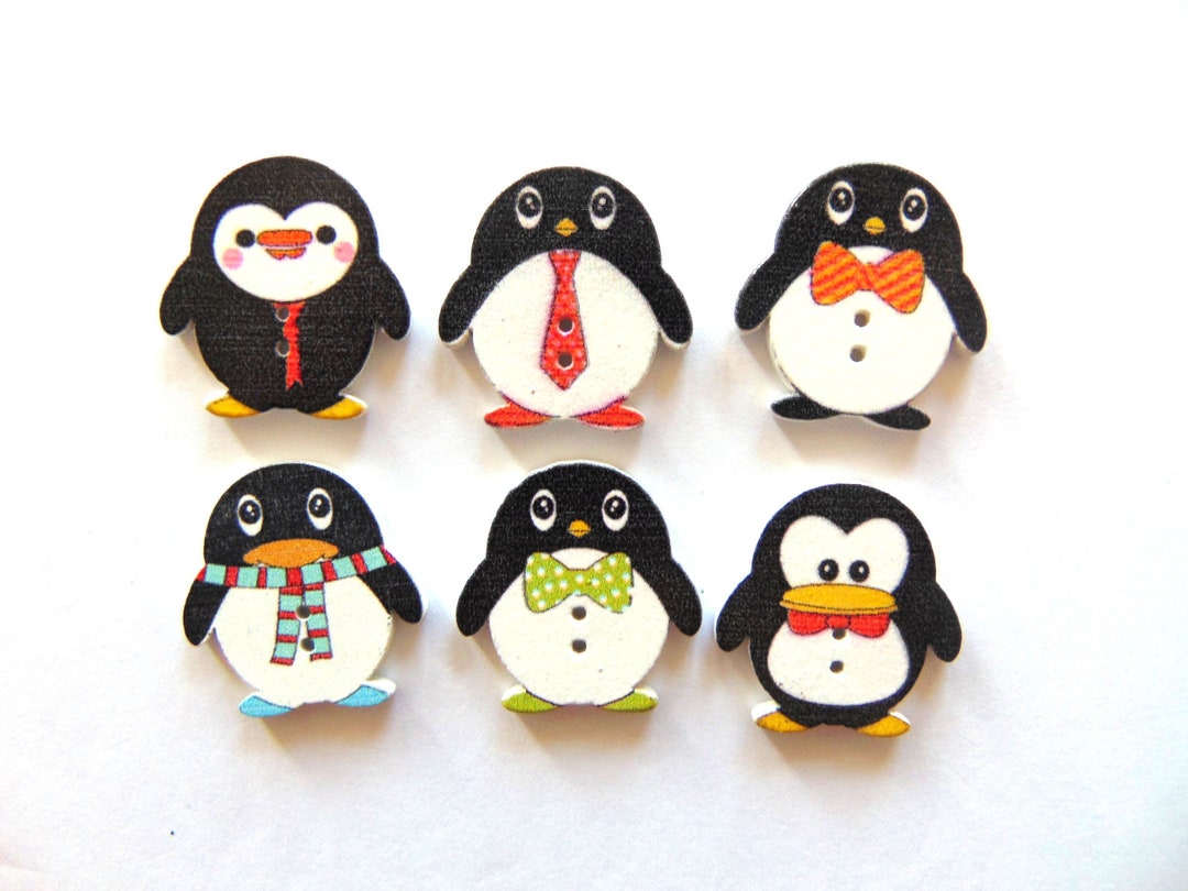 Penguin Buttons, Grab Bag, Bird Buttons, Nerdy Penguins, Flatback ...