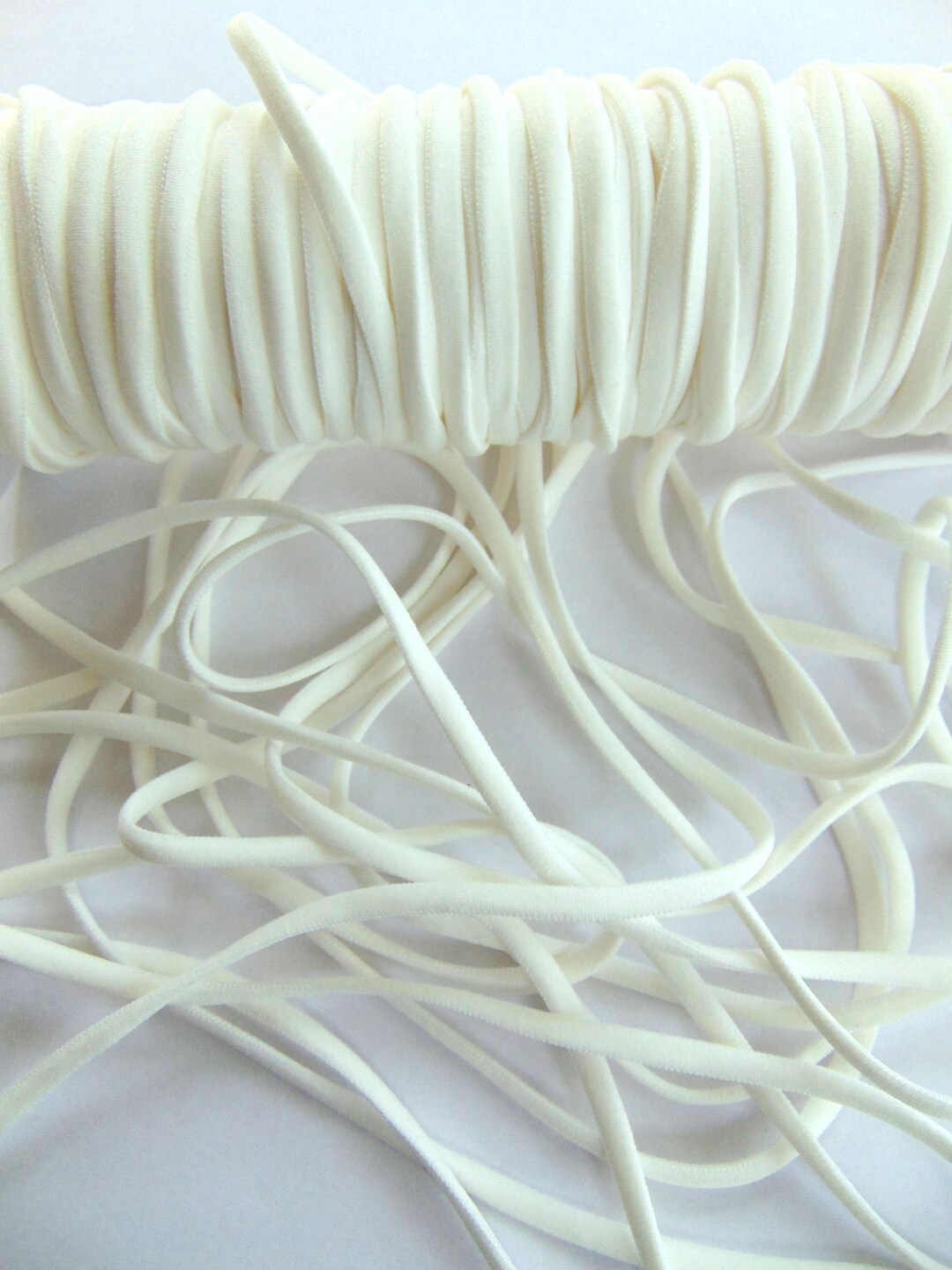 White Skinny Elastic, 3/16 Rounded Cord, 5mm Stretch Elastic Cord, DIY ...