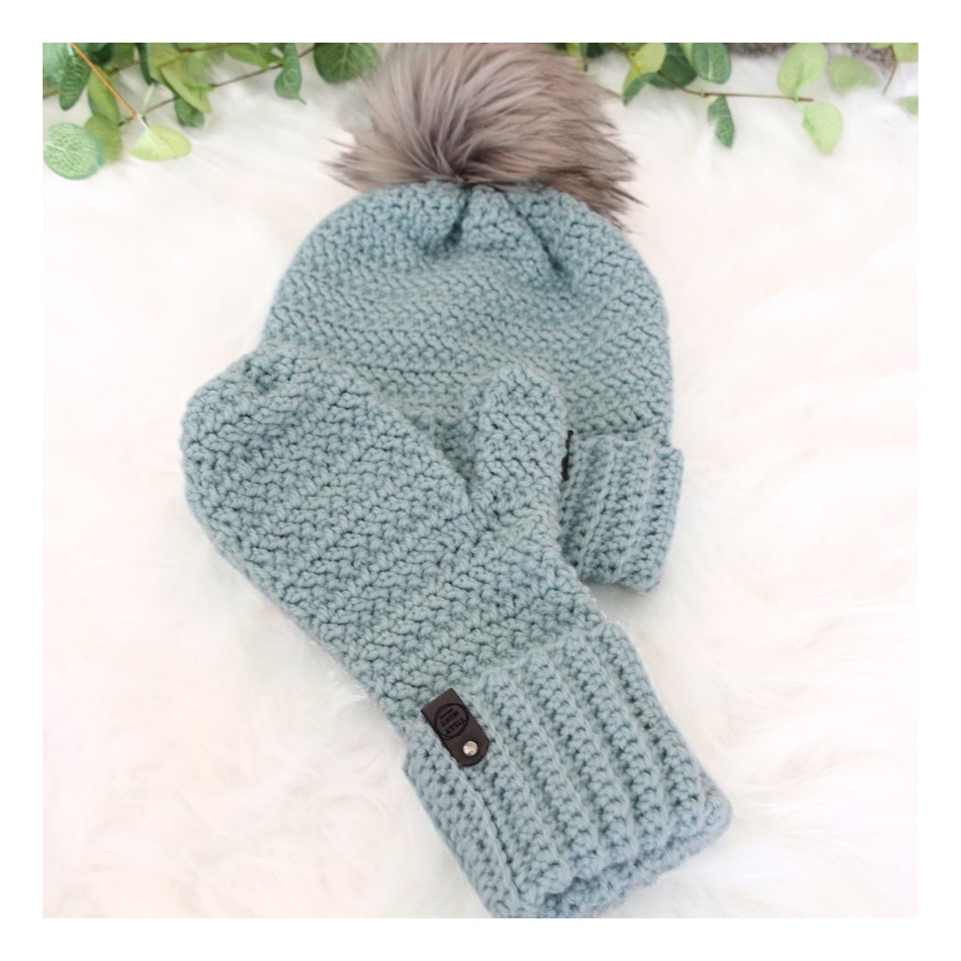 Ladies Blue Hat and Glove Set, Hat and Glove Combination, Hat and ...