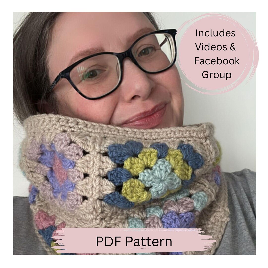 Granny Square Snood Crochet Pattern: Beginner-friendly Cowl (PDF ...