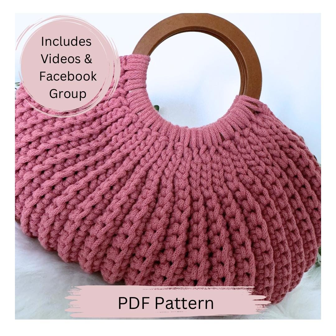 Crochet Handbag PDF Crochet Pattern, Crochet Clutch Pattern, Wooden ...