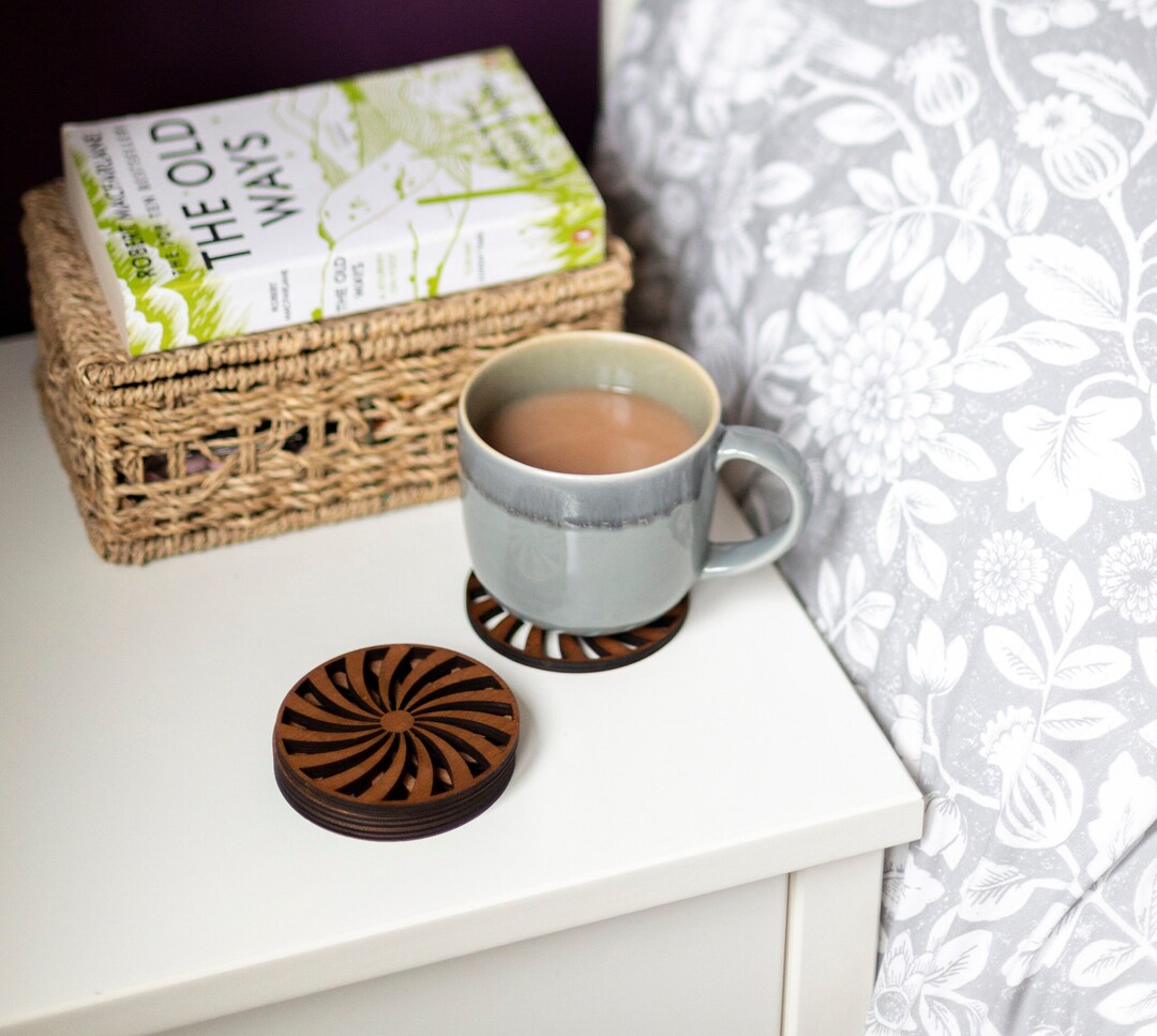 Wooden Drinks Coasters, Set of 4, Spiral Designs - Etsy