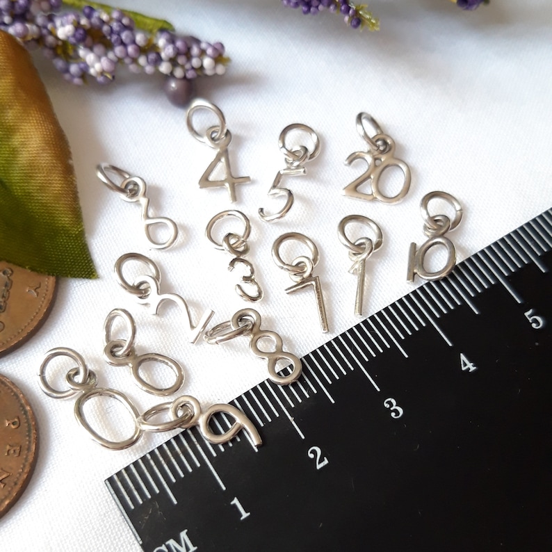 Sterling Silver Number Charms Handmade | Etsy