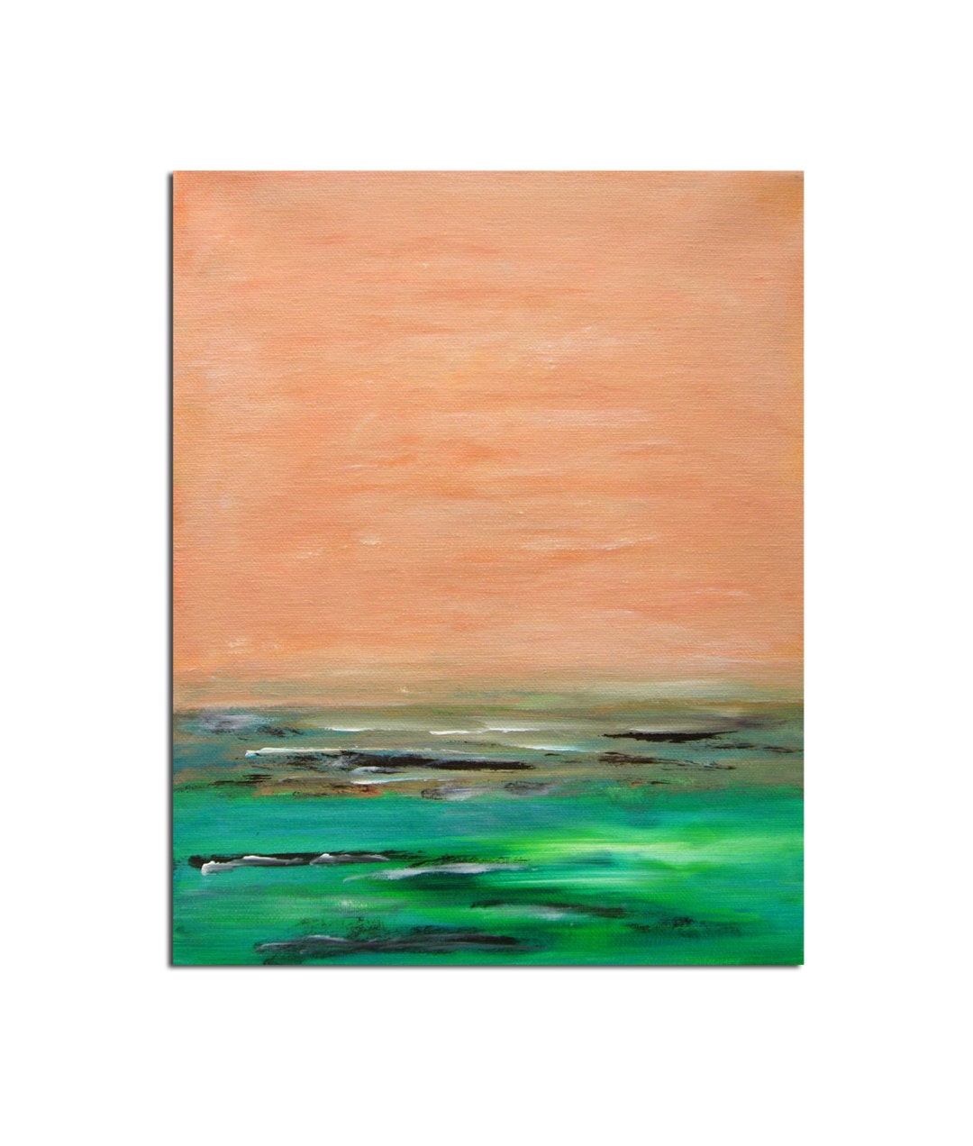 Green Water Abstract Landscape Painting Emerald Green Pink Abstract ...