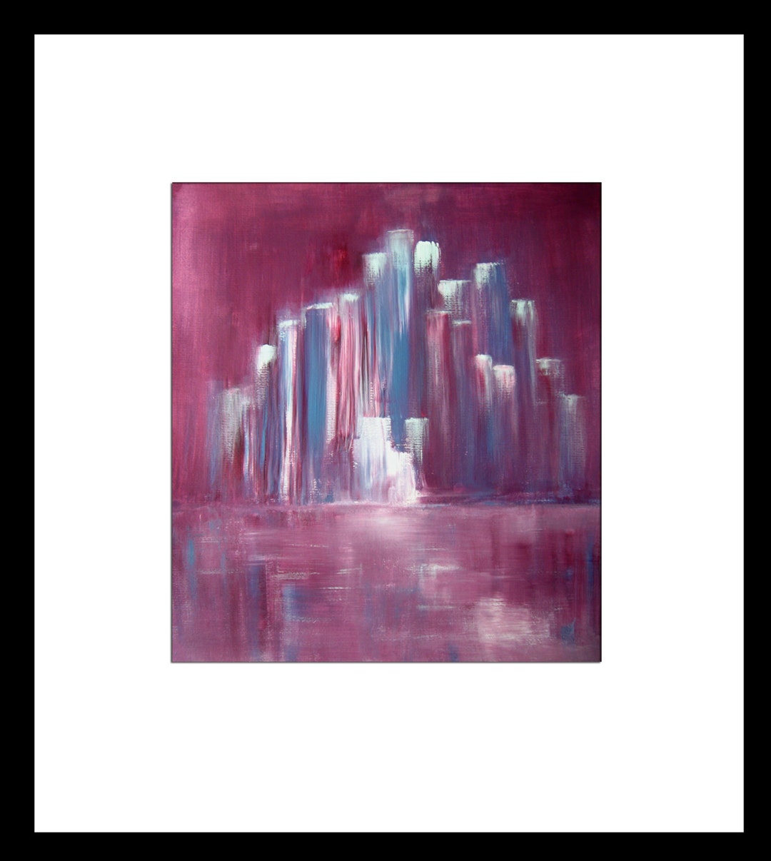 Iceland Basalt Columns Original Painting Purple Abstract Painting ...