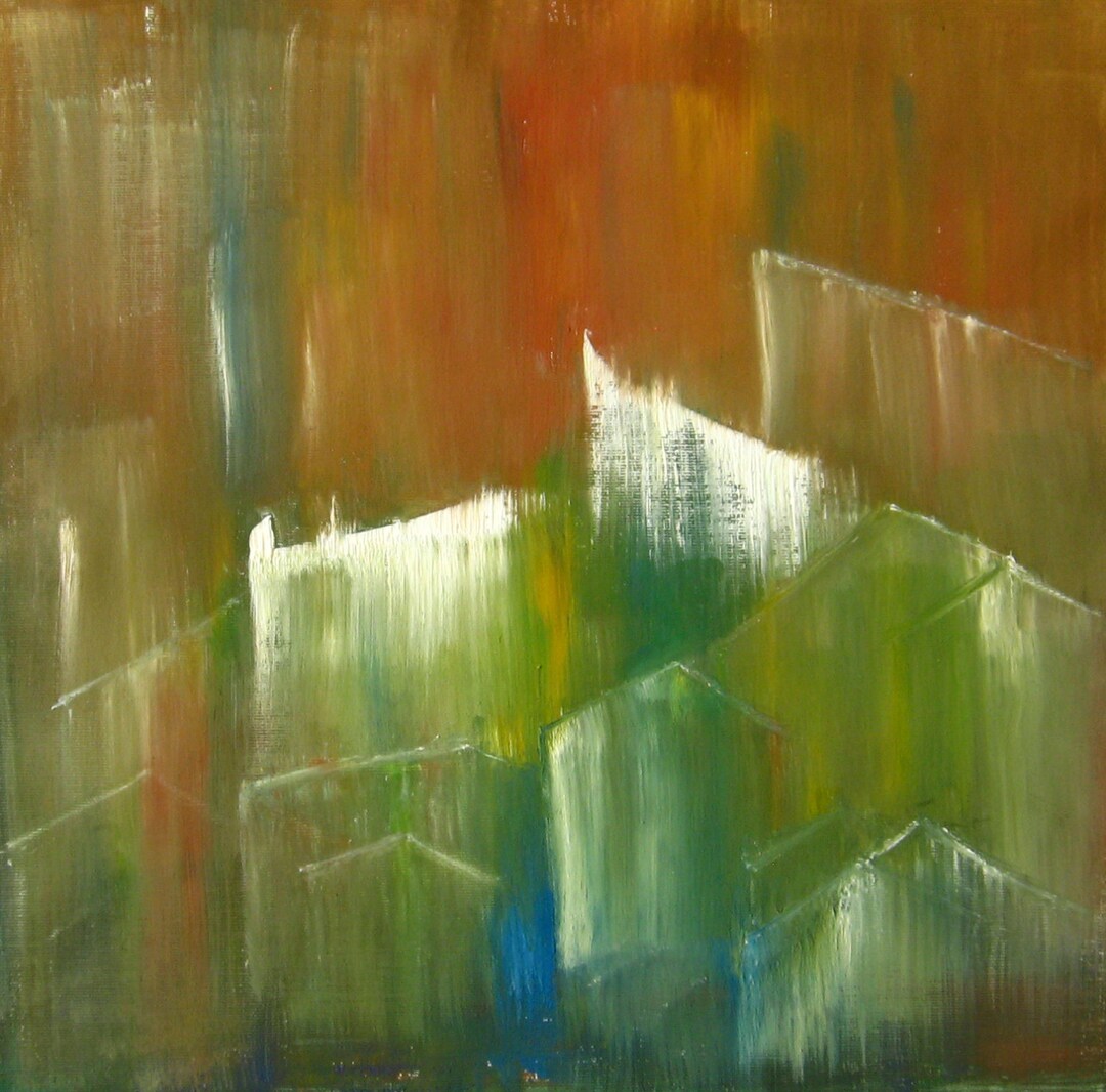 Houses Abstract Painting Gouache Painting Original Art Gouache Abstract ...