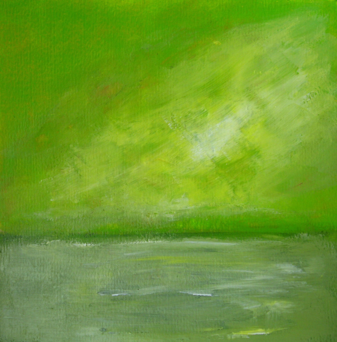 Spring Feel Green Abstract Landscape Painting on Paper Original ...