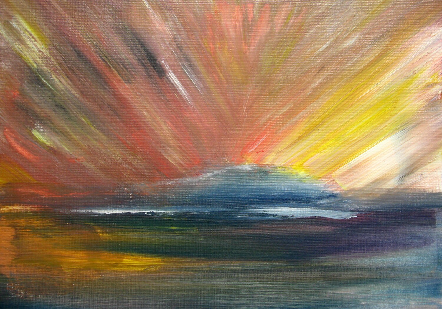 Pink Sky Painting Night Light Colorful Sky Small Acrylic Painting on ...
