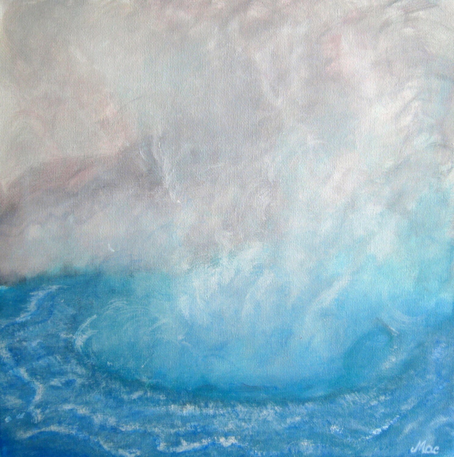 Geyser Painting Hot Spring Painting Blue Acrylic Painting on Canvas Art ...