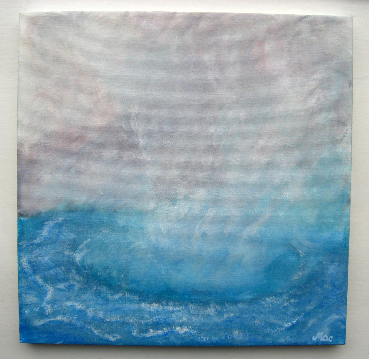 Geyser Painting Hot Spring Painting Blue Acrylic Painting on Canvas Art ...