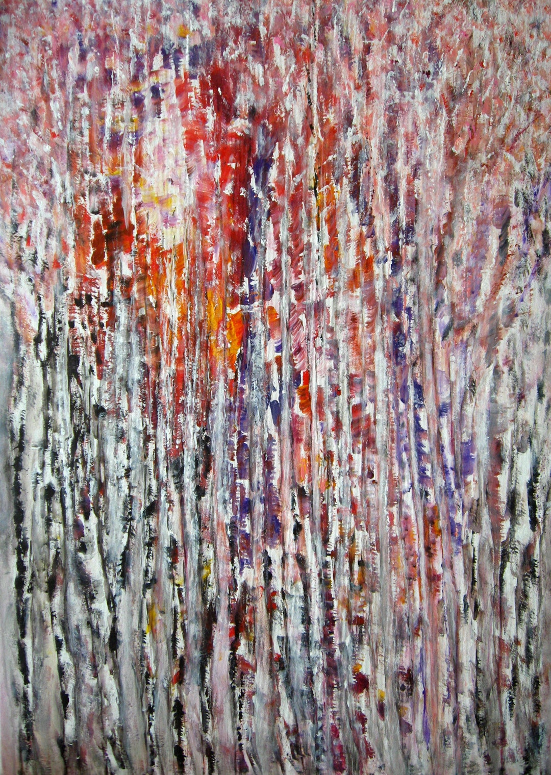 Abstract Tree Trunks Painting: Acrylic Canvas Art (20x28) - Etsy