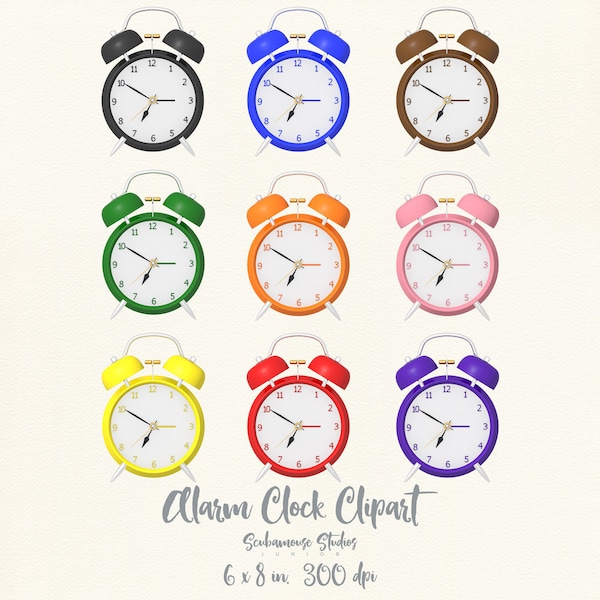 Alarm Clock Clip Art - Etsy