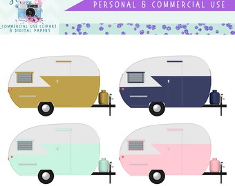 Retro Camper Clipart | Etsy