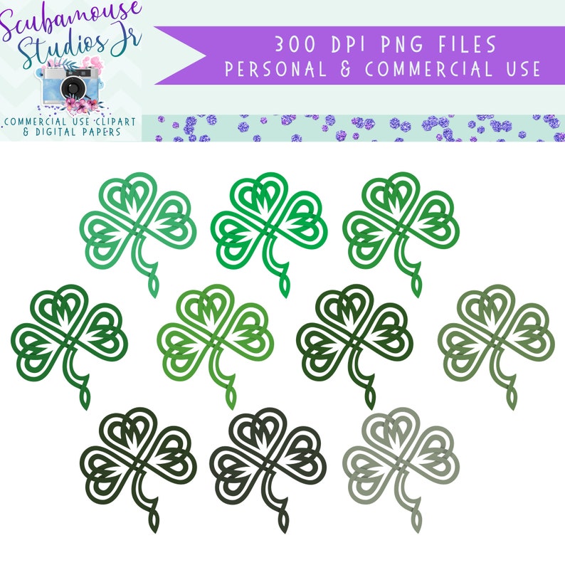 St Patricks Day Clipart Shamrock Clipart Shamrock Clip Art - Etsy