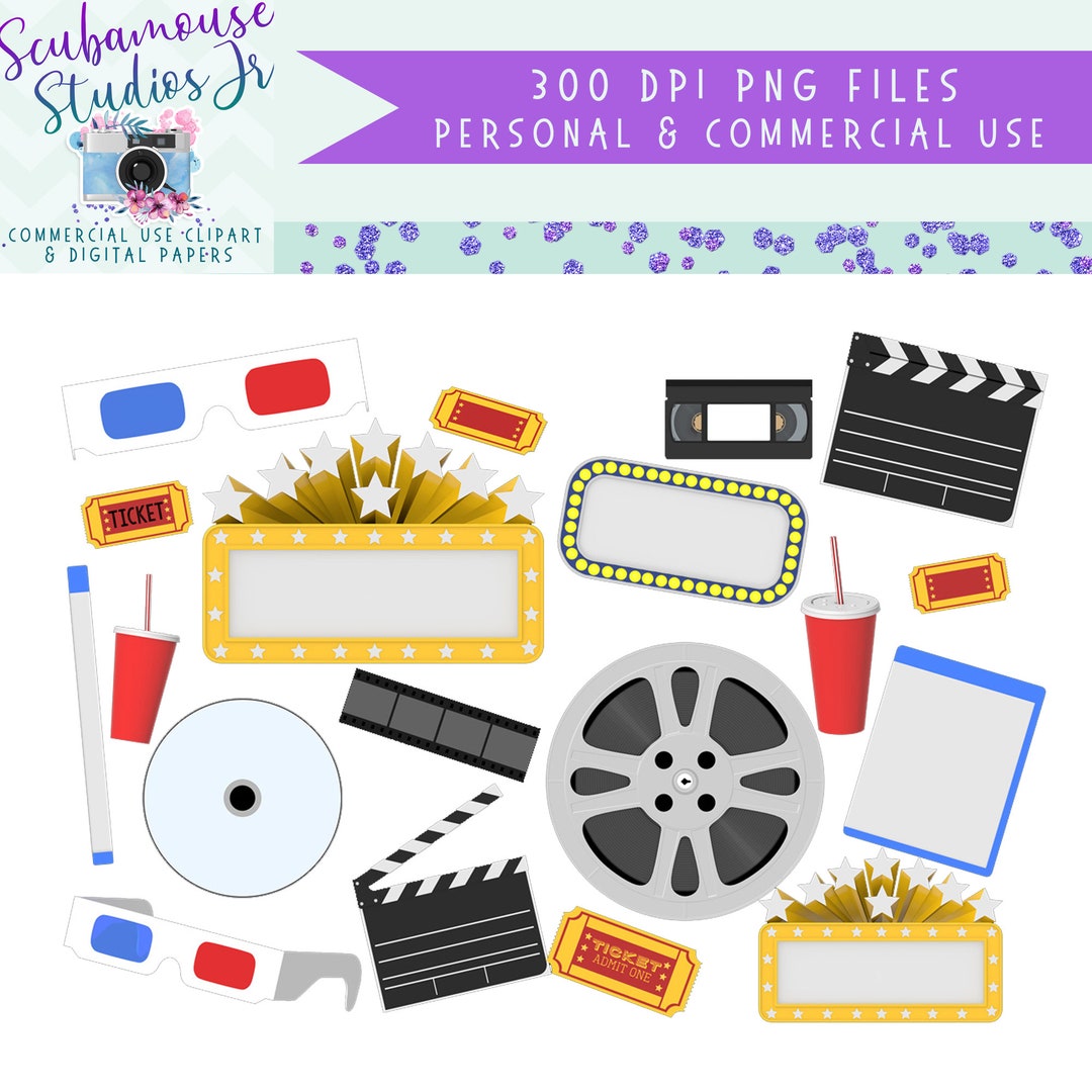 Movie Night Clipart Movie Night Clip Art Commercial Use - Etsy Australia