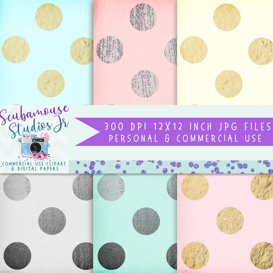 Digital Paper Pack Metallic Dots Polka Dot Paper Dots - Etsy