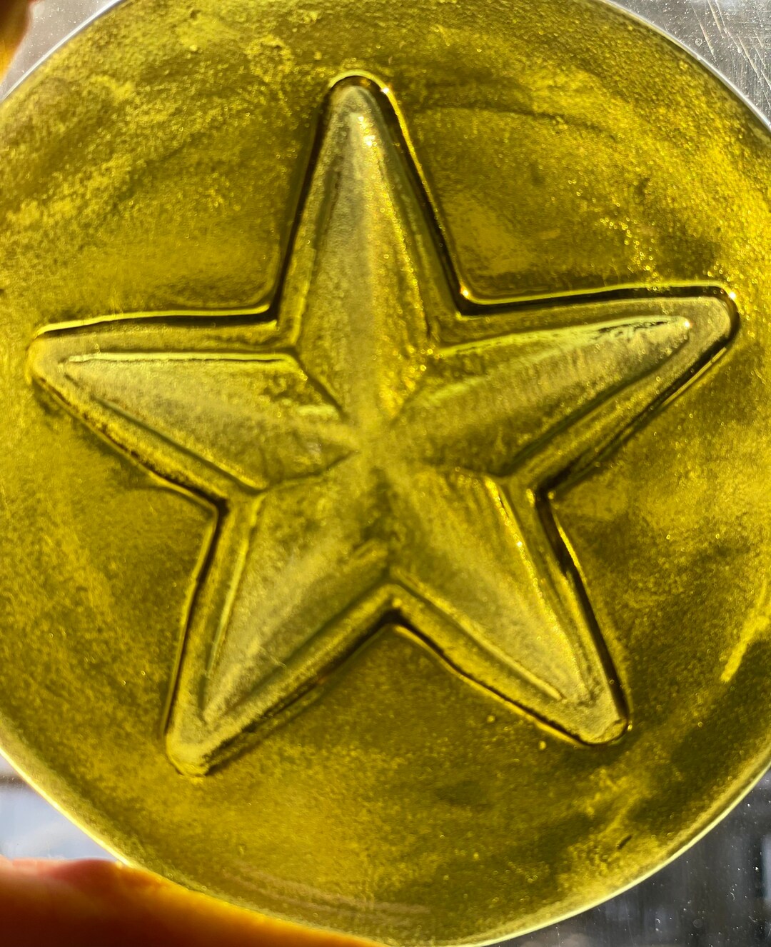 Handmade Star Recycled Bottle Stained Glass Rondel Suncatcher Medallion ...