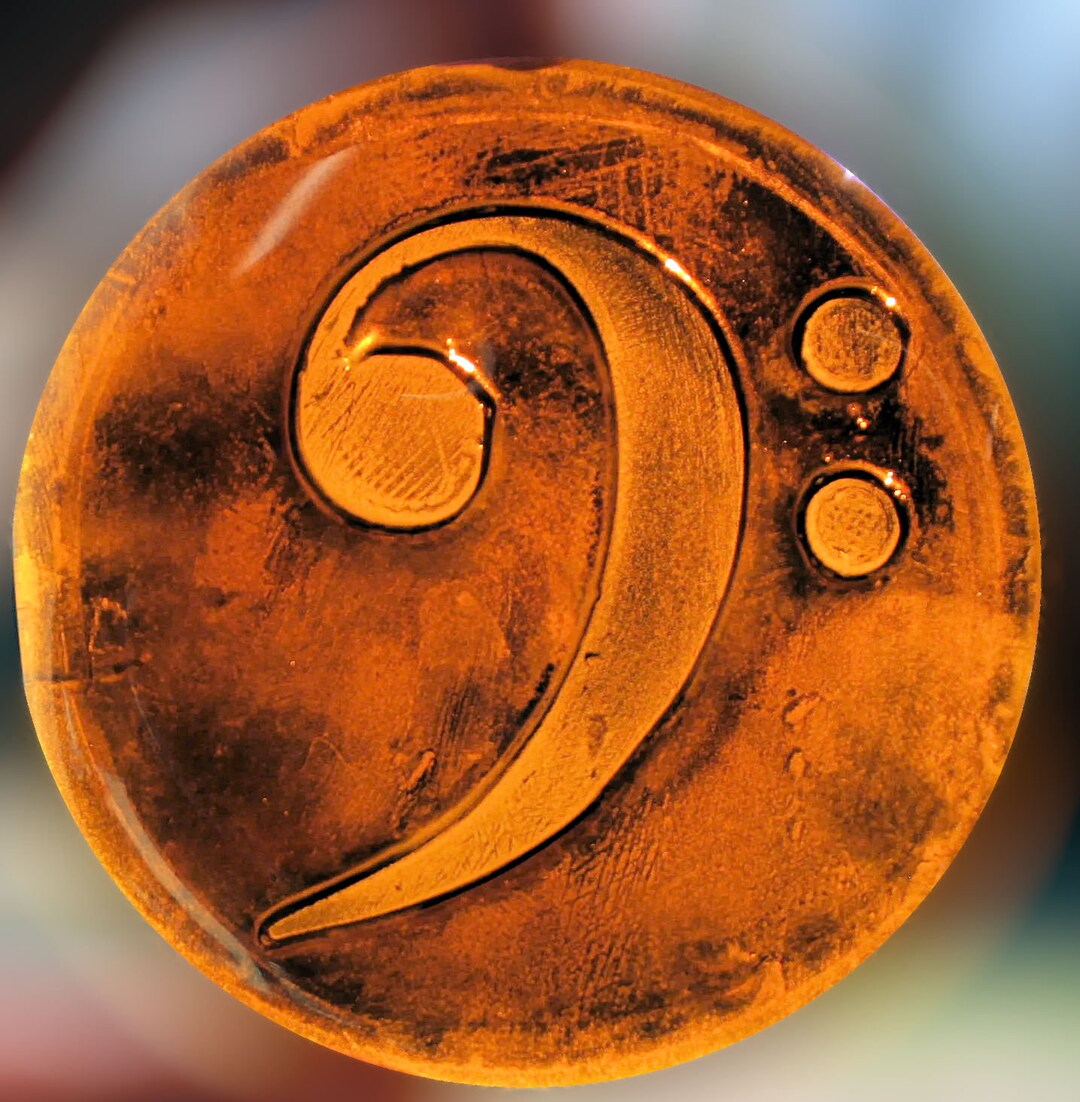 Handmade Bass Clef Recycled Bottle Glass Medallion Stained Glass ...