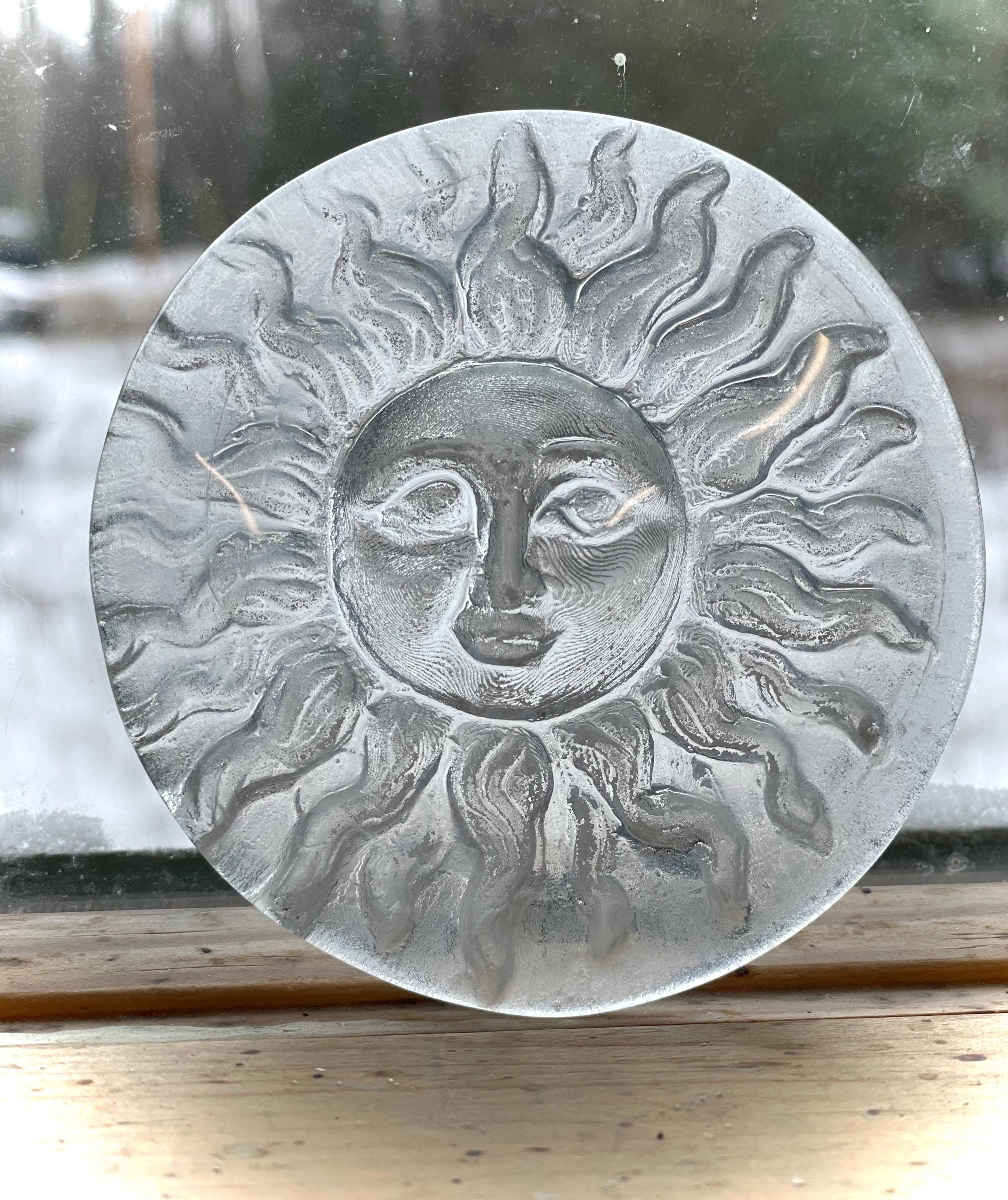 Handmade Sun With A Face Recycled Wine Bottle Glass Medallion ...