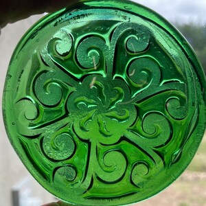 Handmade Curly Cue Design Recycled Wine Bottle Stained Glass Rondel ...