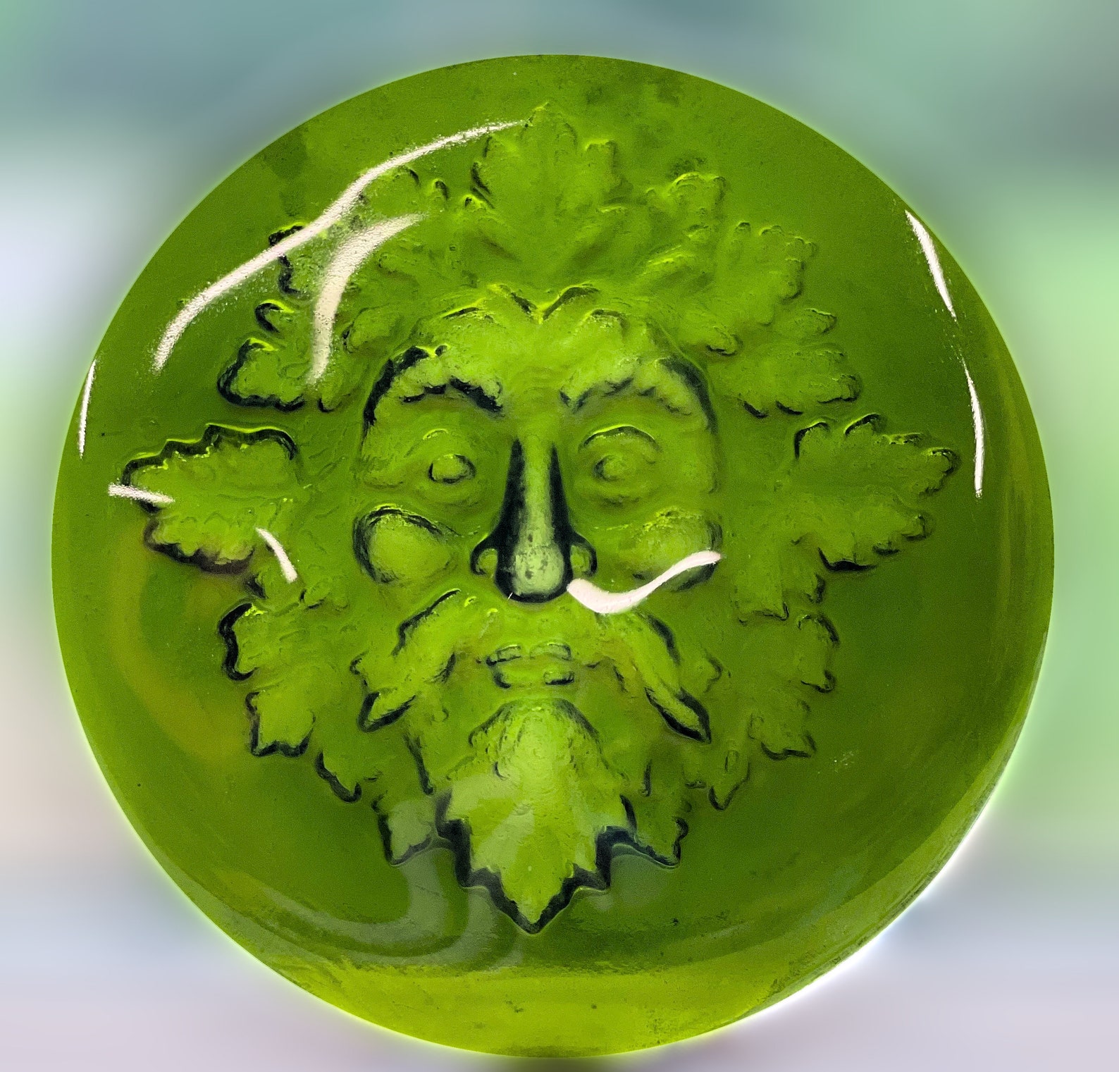 Handmade Green Man Recycled Glass Wine Bottle Suncatcher Medallion ...