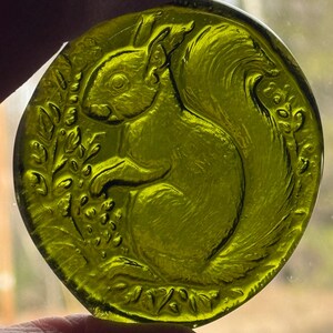 Handmade Red Squirrel Recycled Bottle Stained Glass Rondel Suncatcher ...