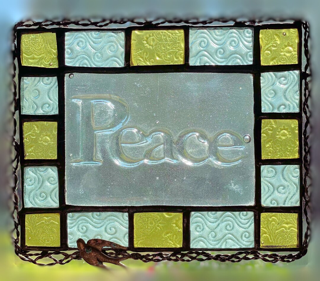 Handmade Peace Recycled Bottle Glass Stained Glass Window - Etsy