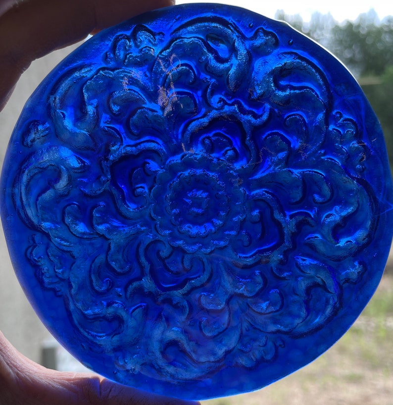 Handmade Recycled Bottle Glass Large Fancy Medallion - Etsy