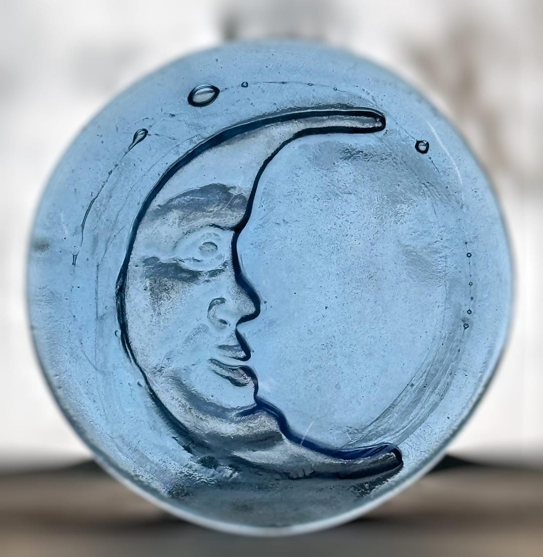 Handmade Moon With A Face Recycled Wine Bottle Glass Medallion ...