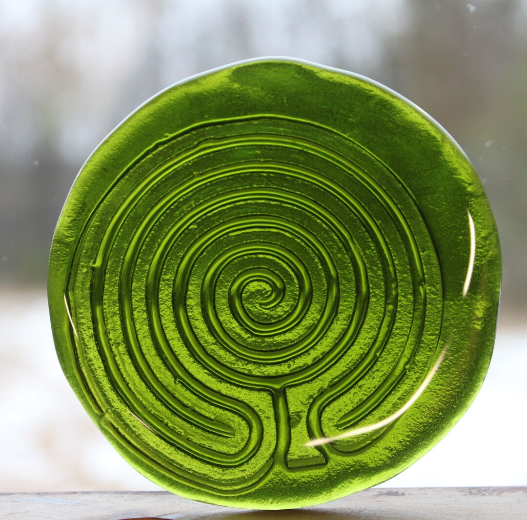 Handmade Chakra Vyuha Labyrinth Recycled Bottle Glass Medallion ...