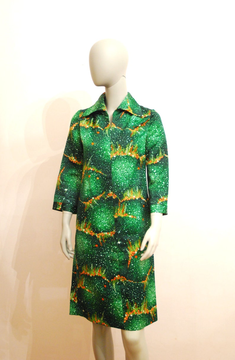 Original Green Grass Floral Vintage Spring Dress, Lawn & Flower Pattern ...