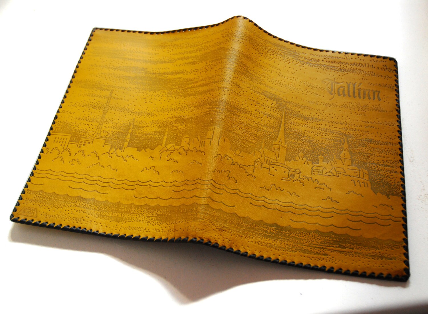 Vintage Genuine Leather Book Cover With Picture of Medieval Tallinn Old ...