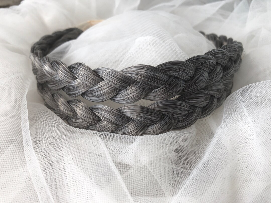 Cosplay Headband, Double Three Strands Gray Black Braided Headband ...