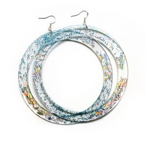 Extra Large Glitter Hoop Earrings: Clear Acrylic Festival Hoops - Etsy