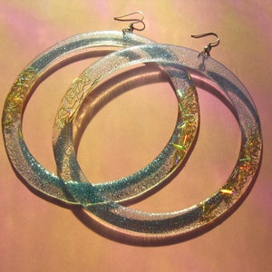 Extra Large Glitter Hoop Earrings: Clear Acrylic Festival Hoops - Etsy