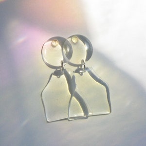 Transparent Statement Earrings Clear Acrylic Post Dangle - Etsy