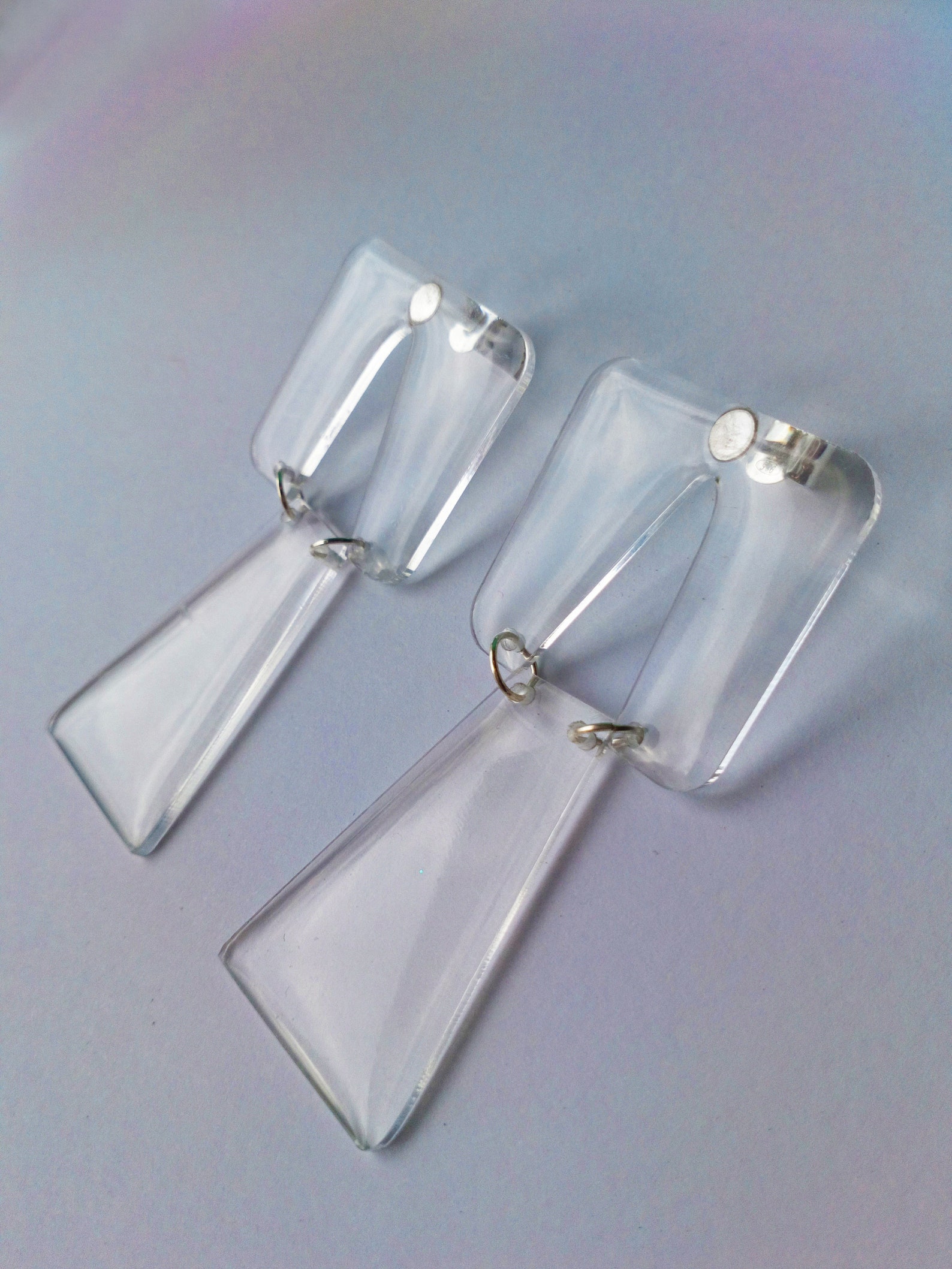 Clear Acrylic Geometric Earrings Transparent Post Dangle - Etsy