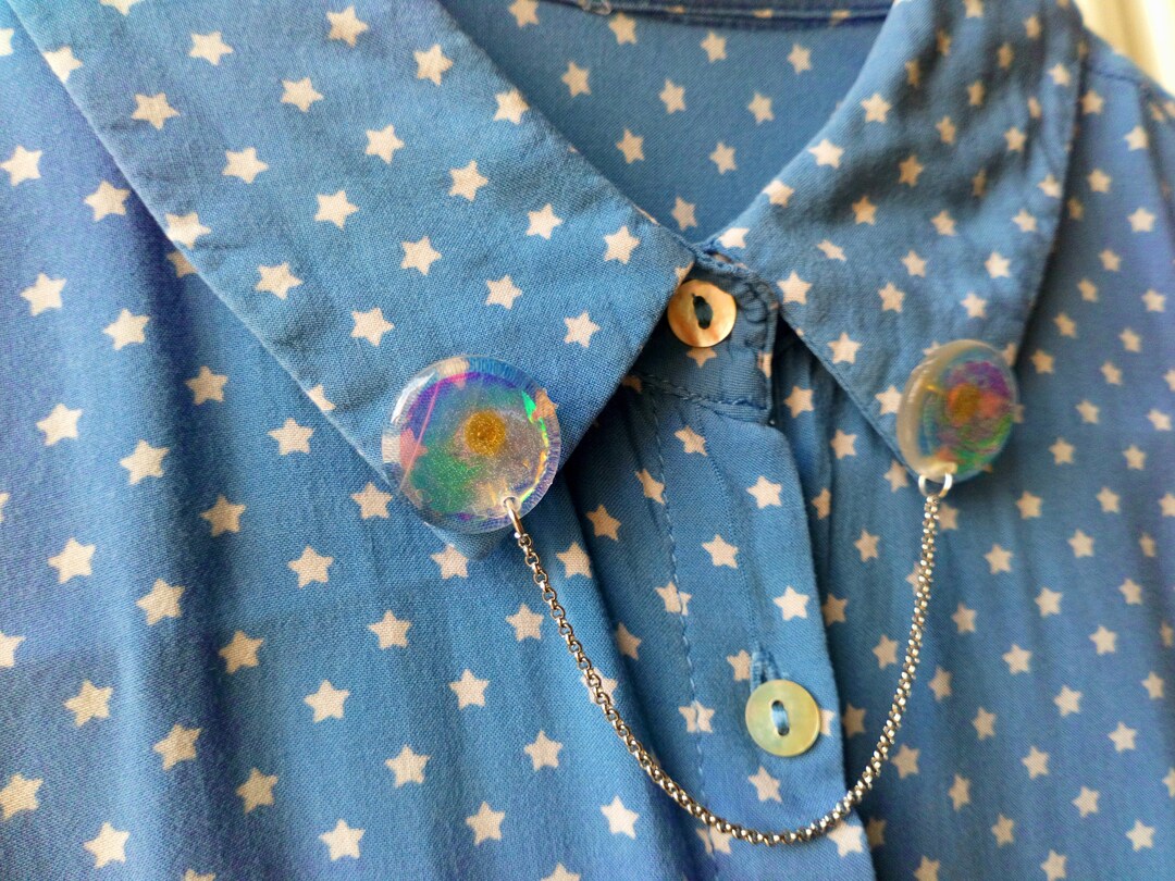 Holographic Collar Pins, Pastel Rainbow Sweater Clip, Collar Clips ...