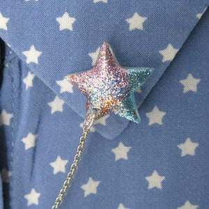 Star Collar Clips, Sparkle Star Jewelry, Glitter Brooches, Cardigan ...