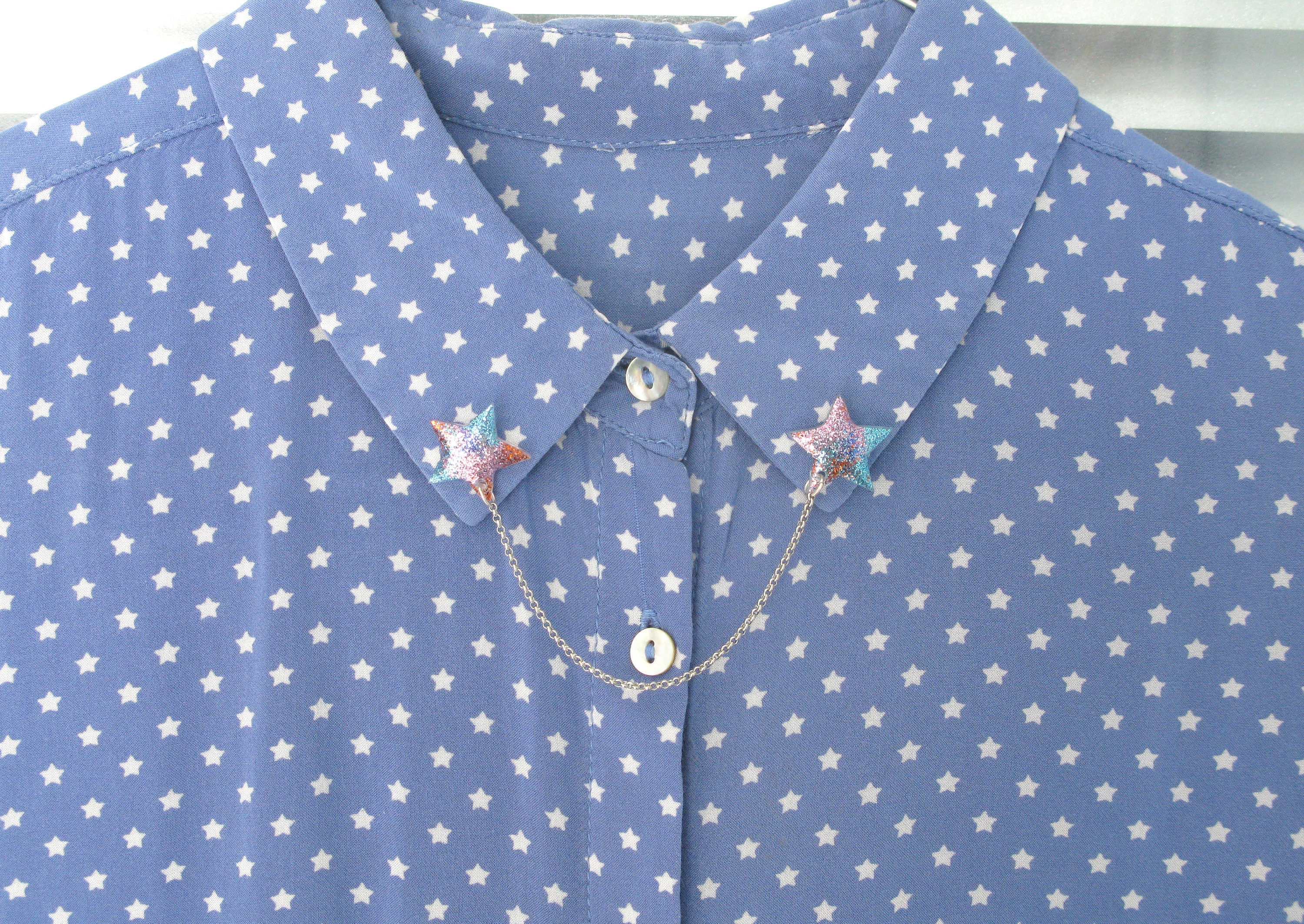 Star Collar Clips Sparkle Star Jewelry Glitter Brooches - Etsy UK