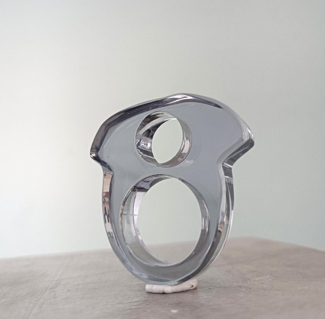 Clear Gray Organic Ring, Smoked Acrylic Statement Ring, Big Chunky ...