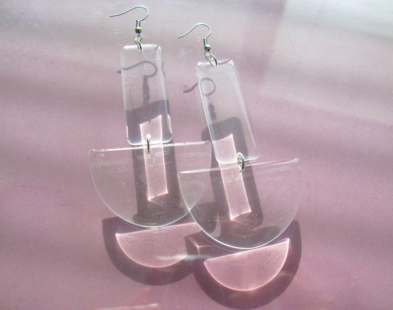 Clear Lucite Earrings Modern Geometric Earrings Transparent | Etsy