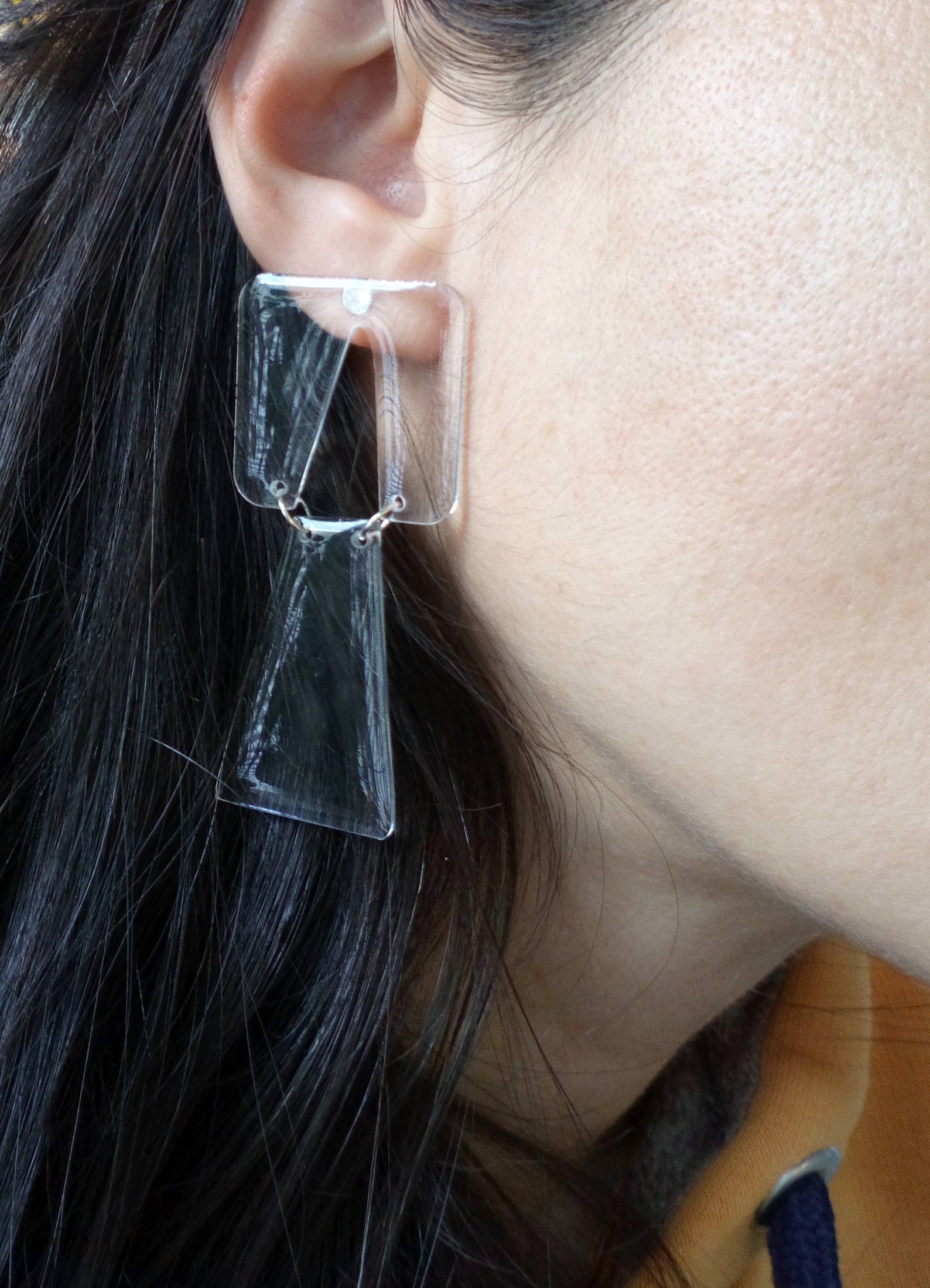 Clear Acrylic Geometric Earrings Transparent Post Dangle - Etsy