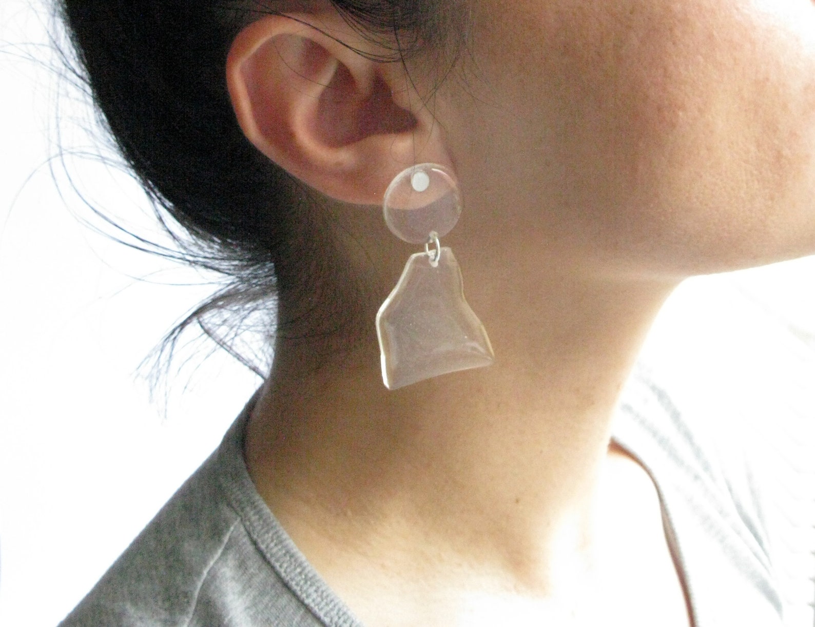 Transparent Statement Earrings Clear Acrylic Post Dangle - Etsy