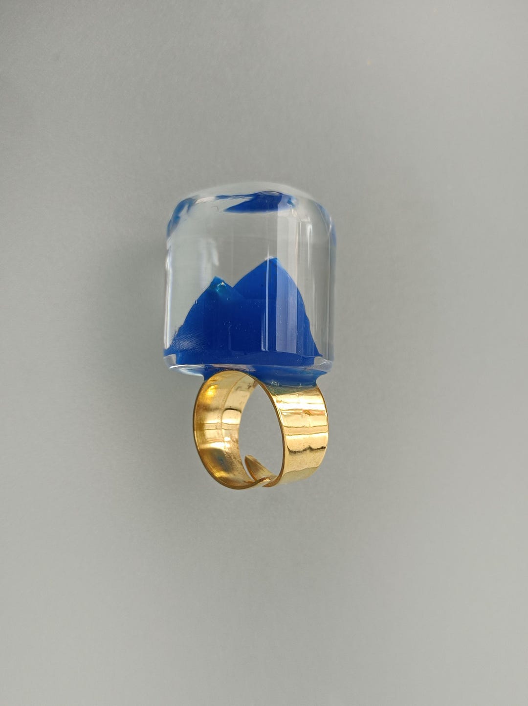 Huge Acrylic Ring, Big Blue Ring, Large Lucite Adjustable Ring, Big ...