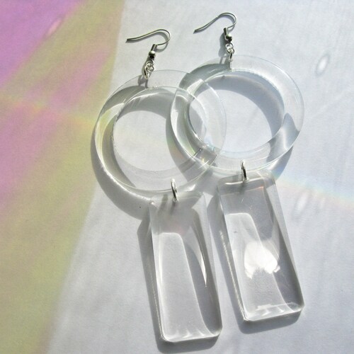 Clear Lucite Earrings Modern Geometric Earrings Transparent - Etsy