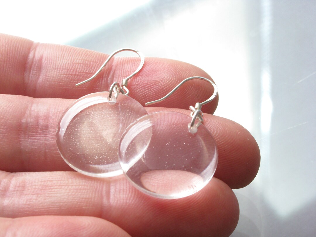 Clear Disc Earrings, Acrylic Drop Earrings, Minimalist Lucite Earrings ...