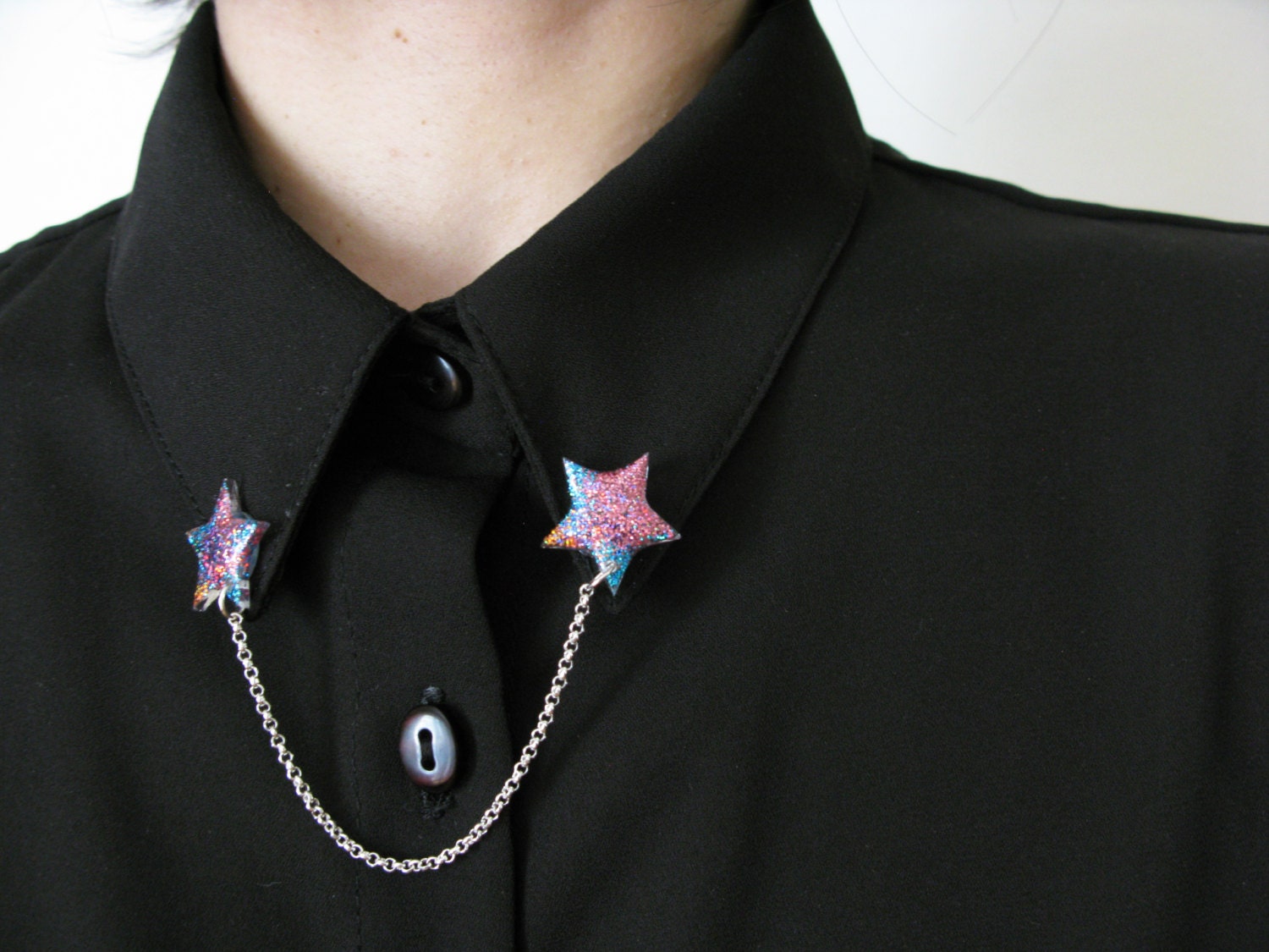 Star Collar Clips Sparkle Star Jewelry Glitter Brooches - Etsy Denmark