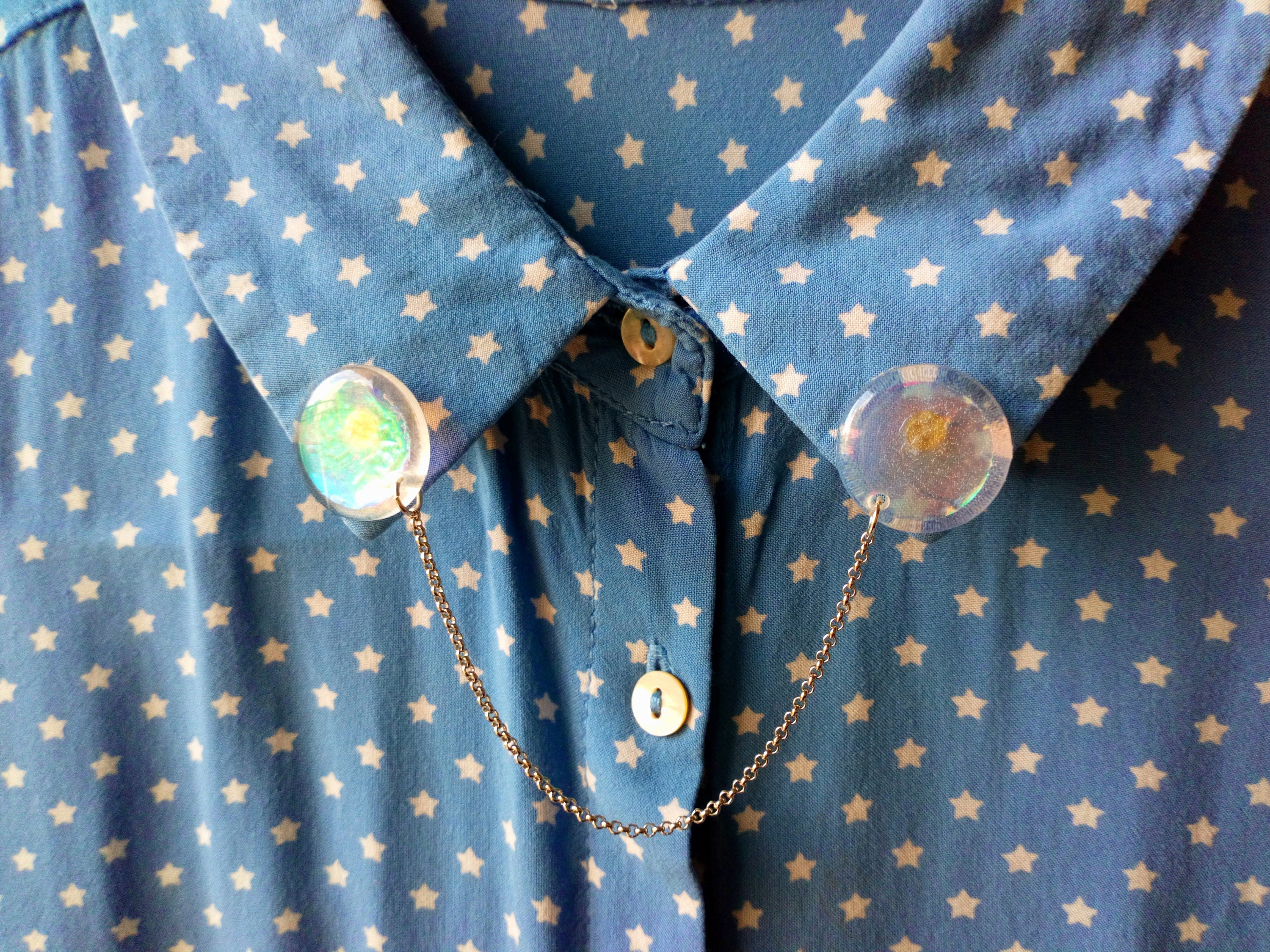 Holographic Collar Pins Pastel Rainbow Sweater Clip Collar | Etsy